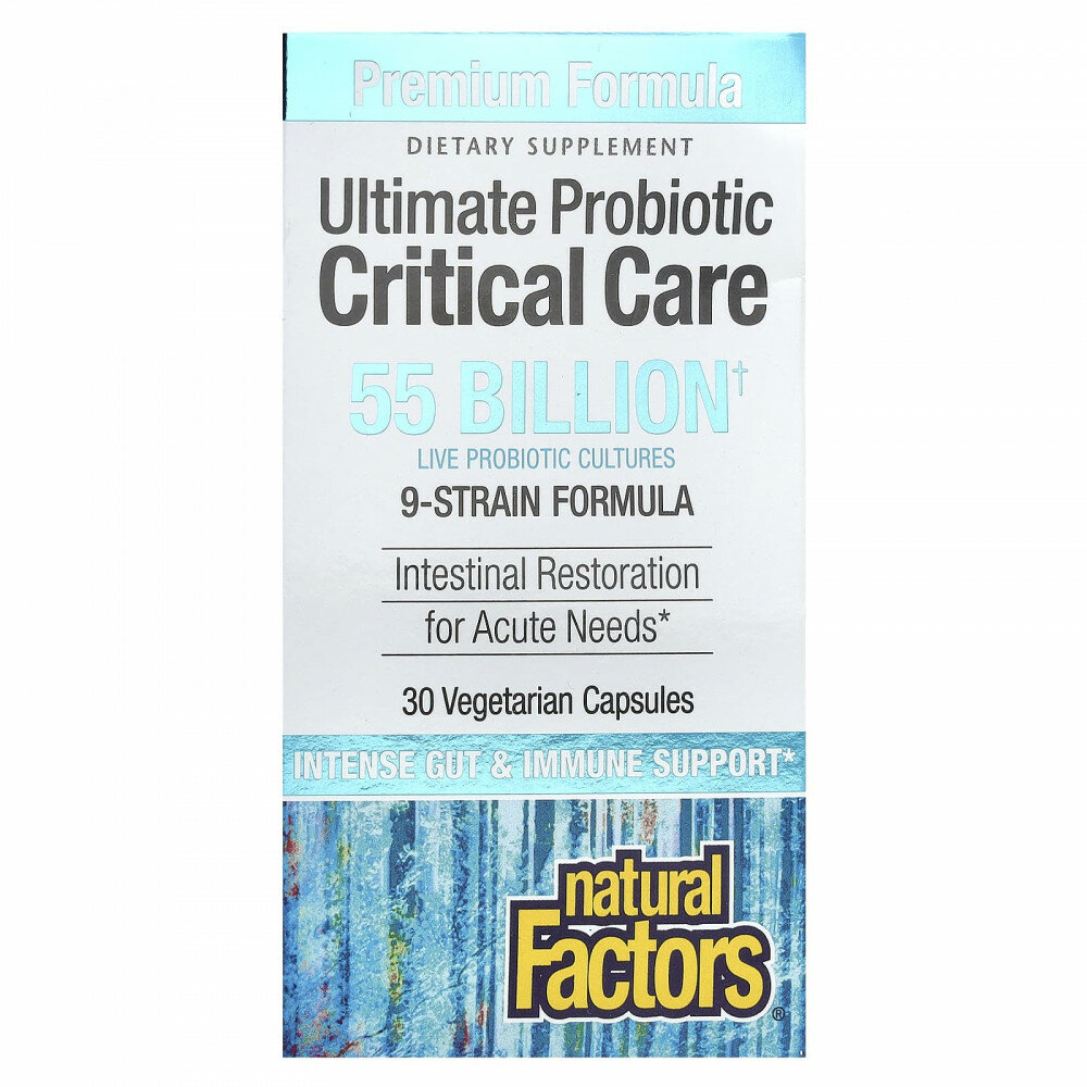 Natural Factors, Ultimate Probiotic, критический уход, 55 млрд КОЕ, 30 вегетарианских капсул