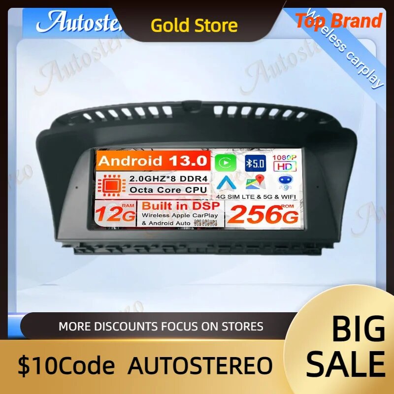 ID8 Carplay Qualcomm Android 13 для BMW 7 серии E65 E66 2002-2008 Автомобильный мультимедийный плеер GPS-навигация Авто стерео головное устройство 5G