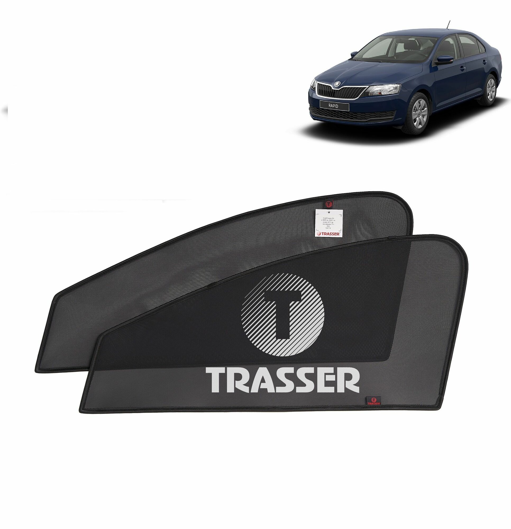 Каркасные шторки для Skoda Rapid 1, 1 рестайлинг (шкода рапид ) лифтбек на передние двери трассер комплект стандарт