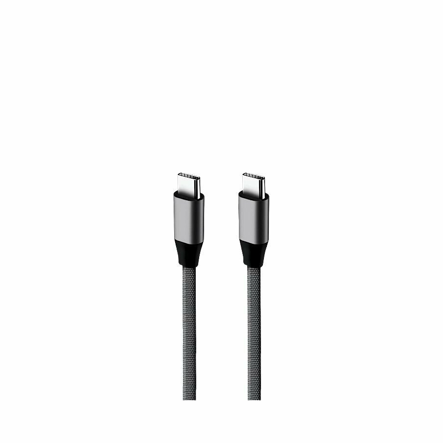 Кабель Aksberry X158 Type C - Type C 60W, 3A, 1 метр в тканевой оплетке (серый)
