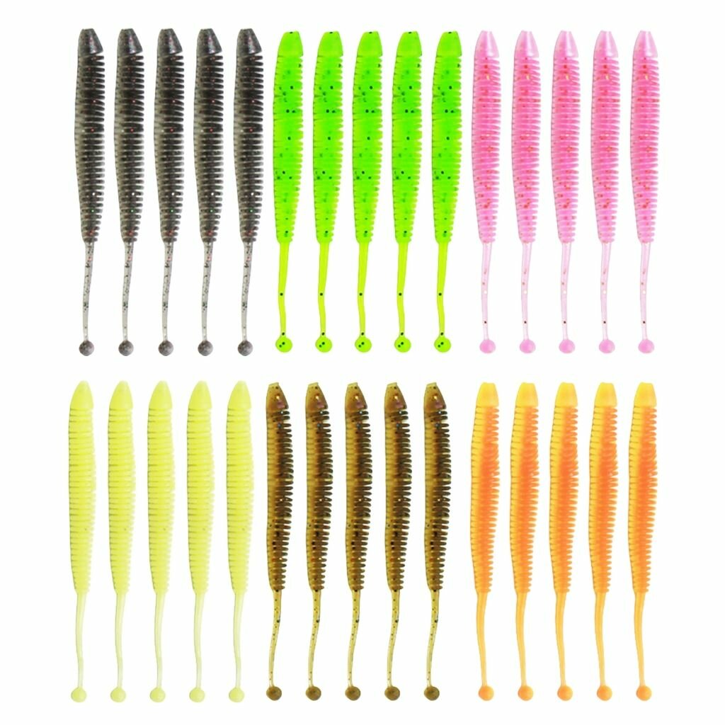 30шт -рыболовные приманки 4.8/6/8 см. Искусственные для червя форели Swimbaits Мягкий хвост