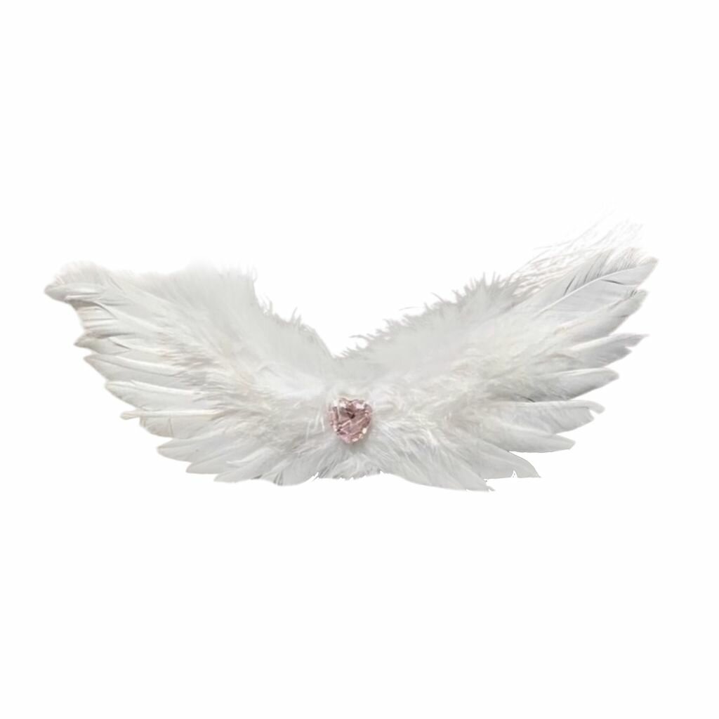 Черно-белые крылья с бриллиантовой заколкой из перьев-белый