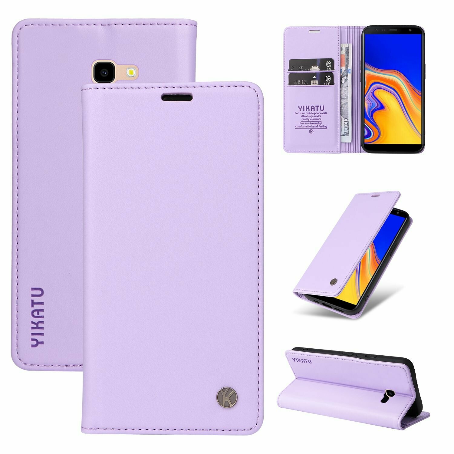 Кожаный флип-чехол для Samsung Galaxy J4 Prime/J4 plus/J415(Самсунг Галакси J4 Прайм) с магнитом, отделением для карт и отделением для бумажника