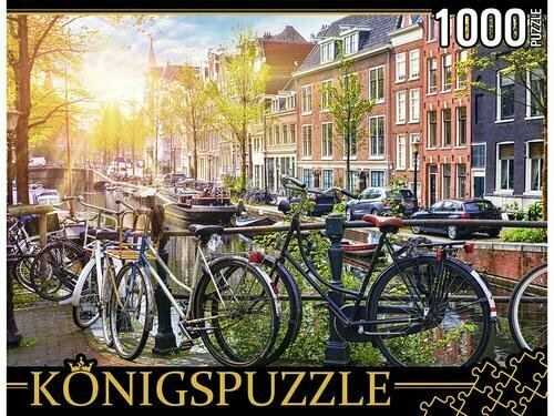 ПазлыKONIGSPUZZLE 1000 деталей. Нидерланды. Велосипеды в Амстердаме ШТK1000-6794, (Рыжий кот)