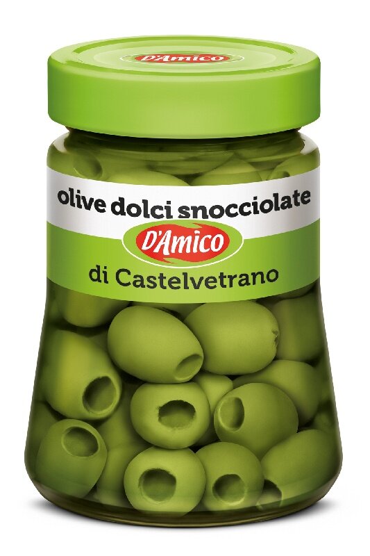 Оливки D`Amico "Кастельветрано" без косточки /стекло/ 290г