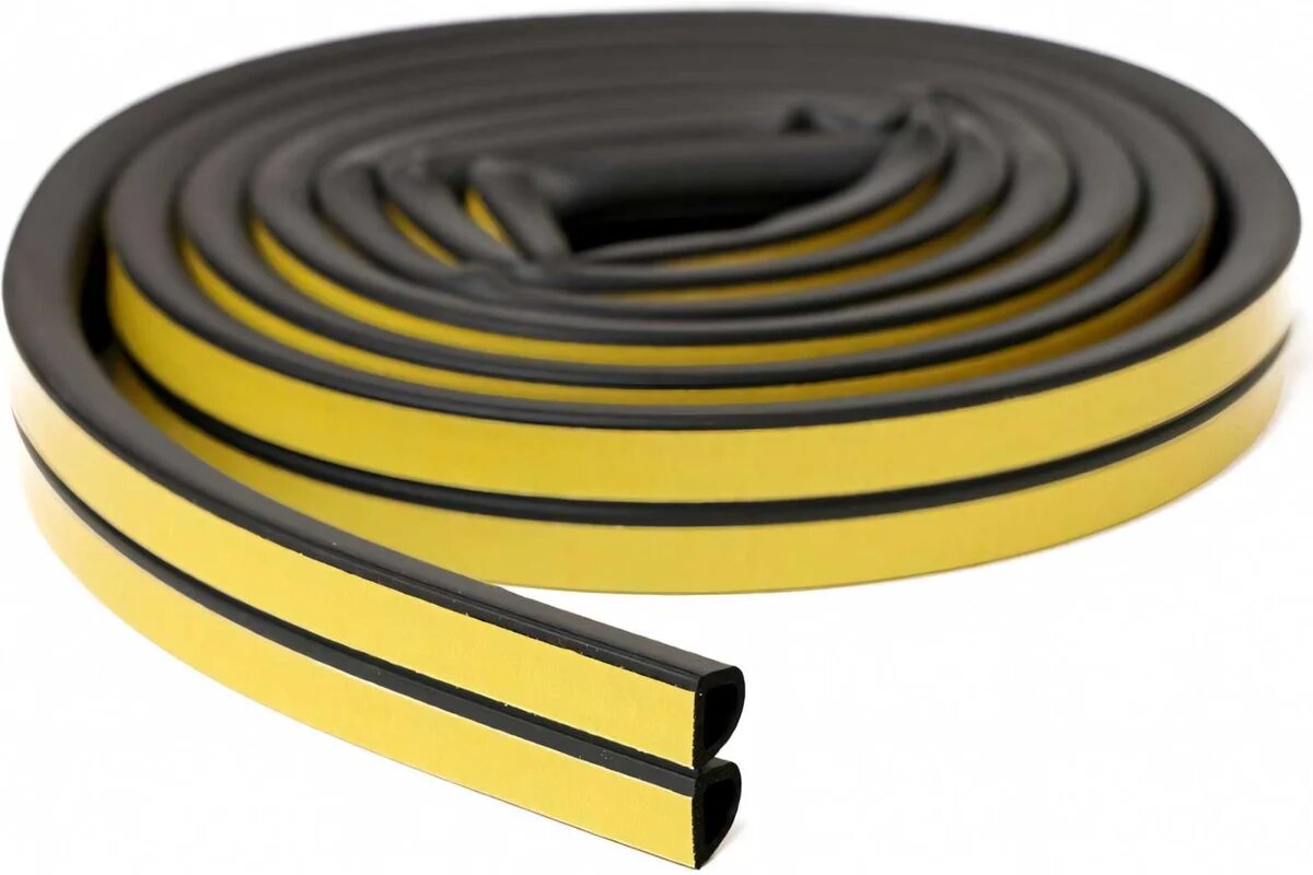 ТДВ Уплотнитель самоклеящийся для дверей и окон D профиль 14х12 мм, черный 1502005