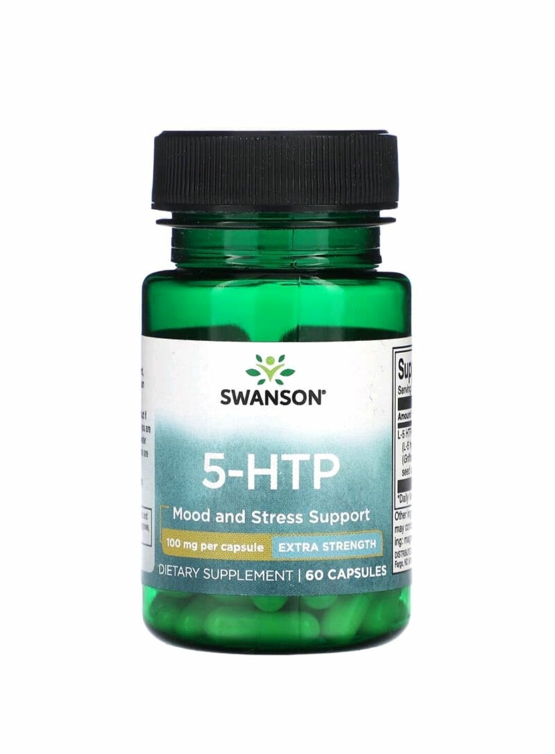 Swanson, 5-HTP, гидрокситриптофан повышенная сила действия, 100 мг, 60 капсул