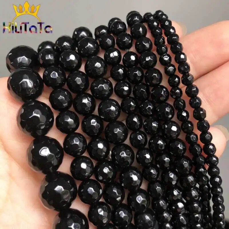 Каменные бусины Xilitata черные агаты и оникс 92 шт 8mm (approx 46pcs)