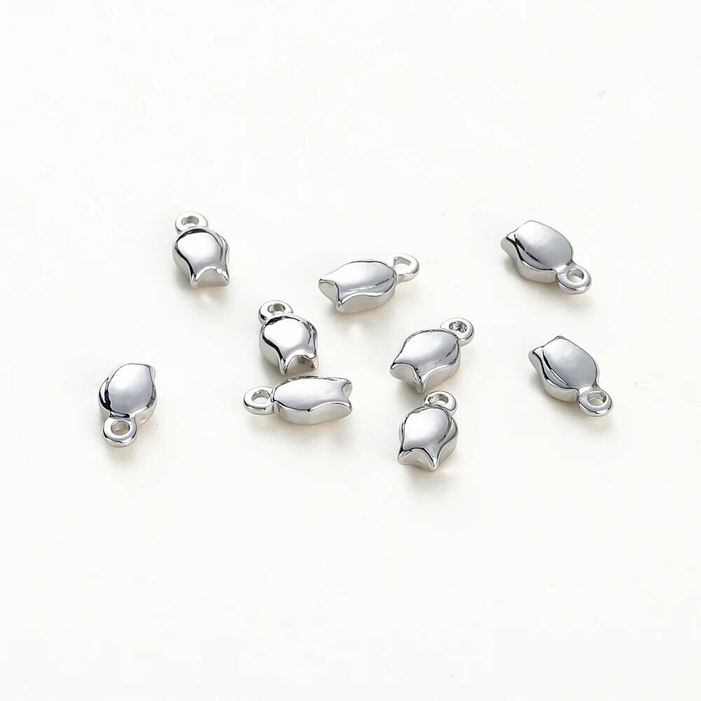 Латунные позолоченные подвески-тюльпаны St.kunkka 20 шт. Rhodium