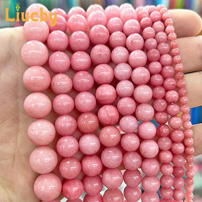Натуральный розовый халцедон, бусины 4/6/8/10/12 мм, 15", для рукоделия 4mm-about 92pcs
