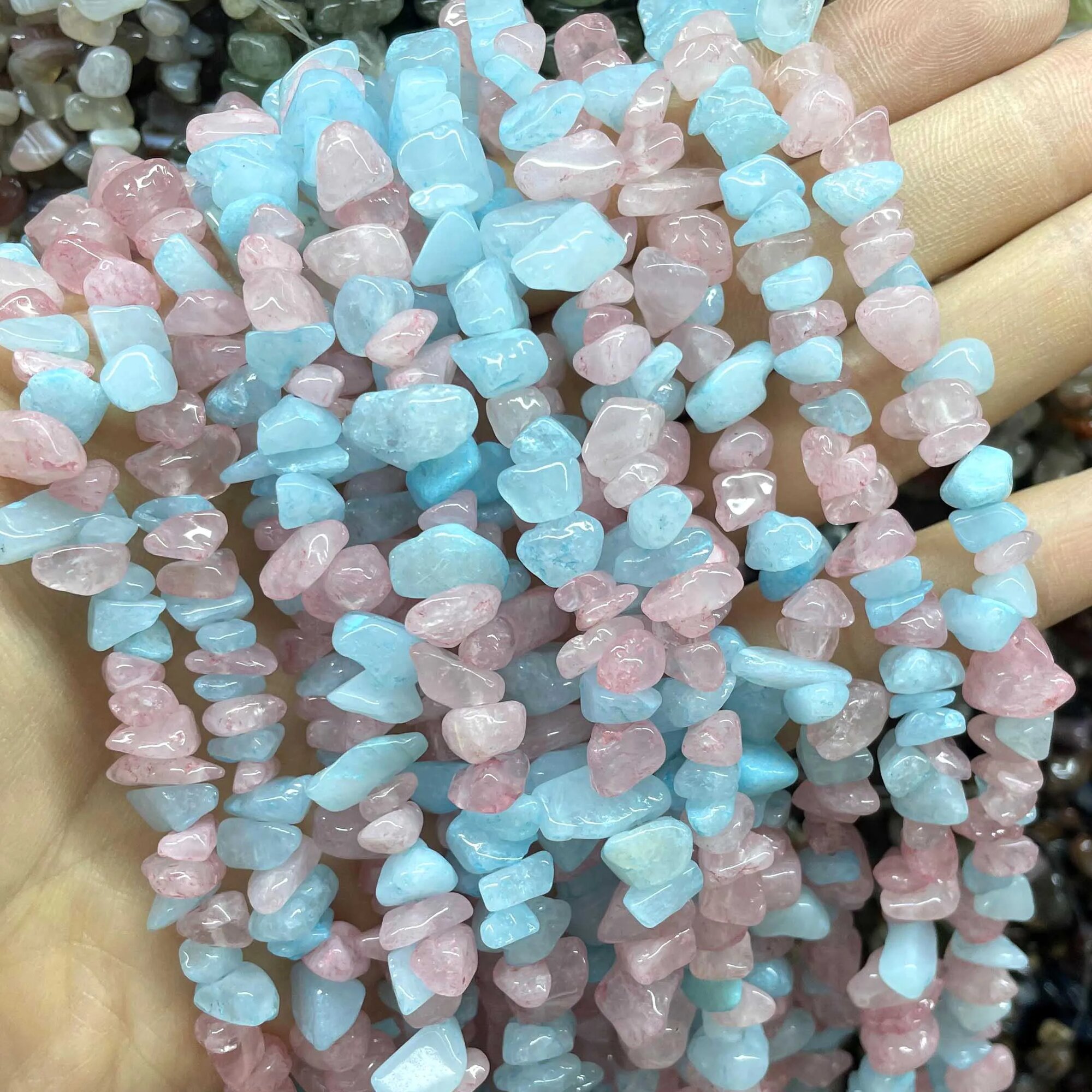 Бусины гравийные аметист, амазонит, агат, Colorful jade