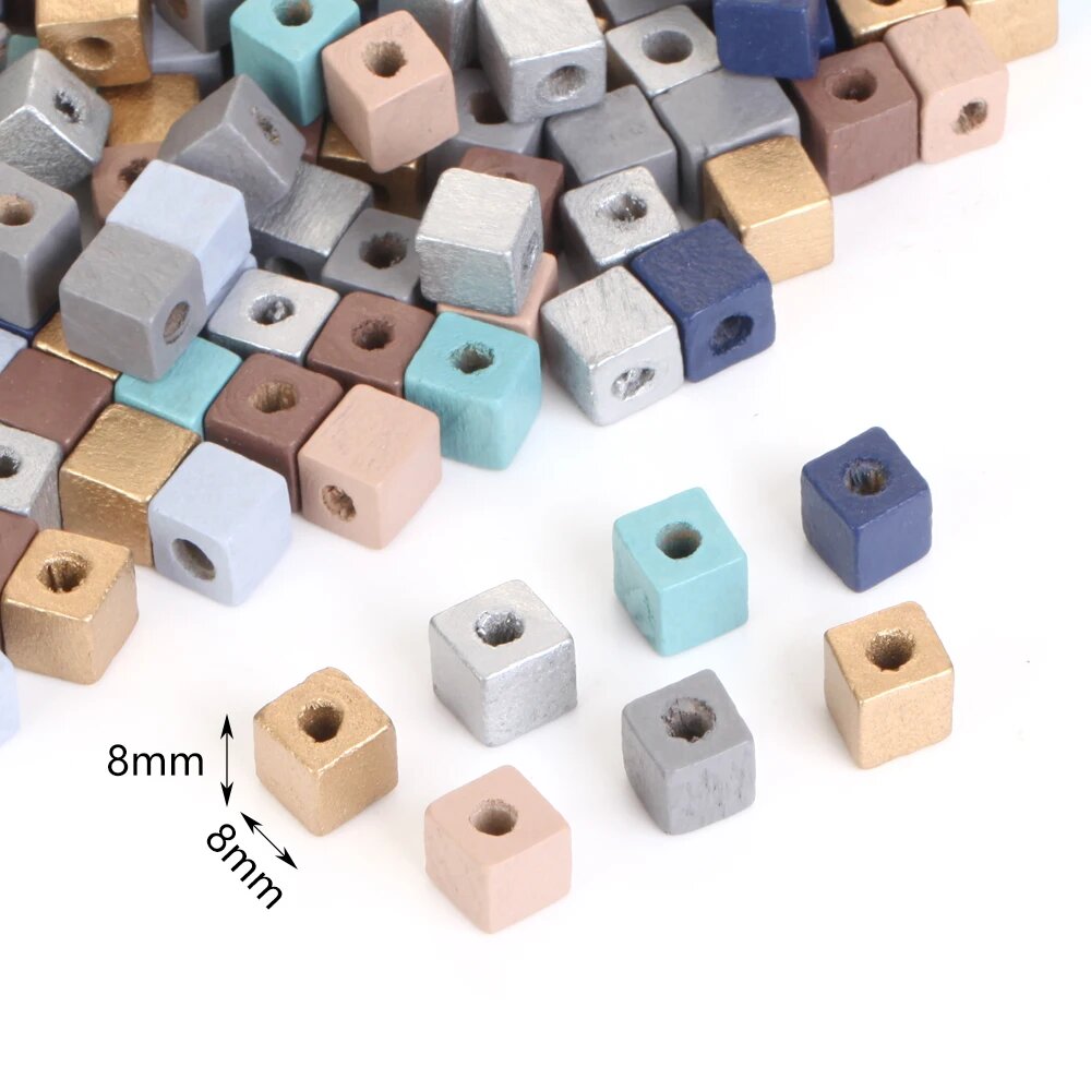 Деревянные бусины CUIMD квадратные Morandi цвета 8x8mm-100pcs