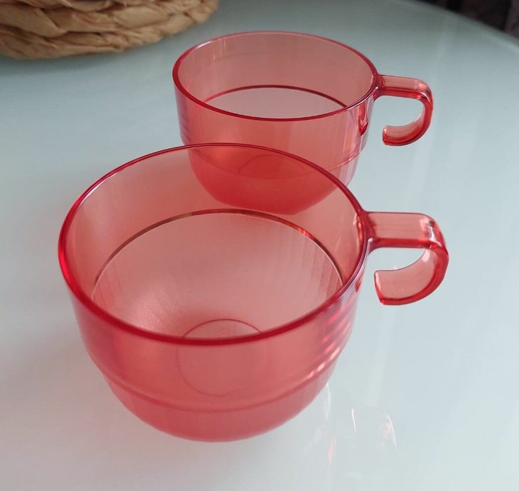 Кружка Tupperware "Кристалл", поликарбонат, красная, 190 мл, 2 шт