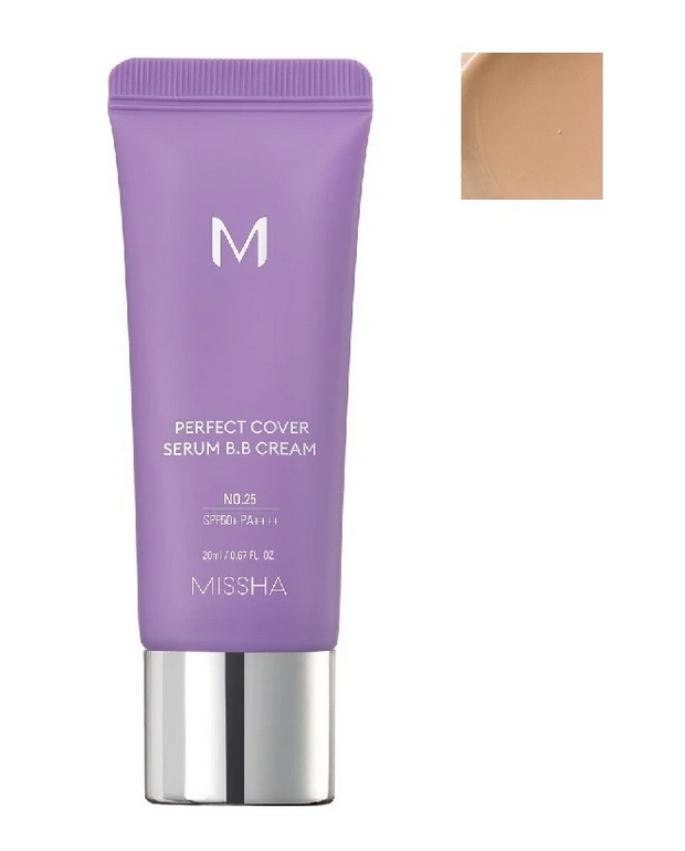 BB-крем MISSHA М тональный Perfect Cover Serum с антивозрастной сывороткой для сияния кожи, SPF50 /PA, тон 25 warm beige, 20 мл