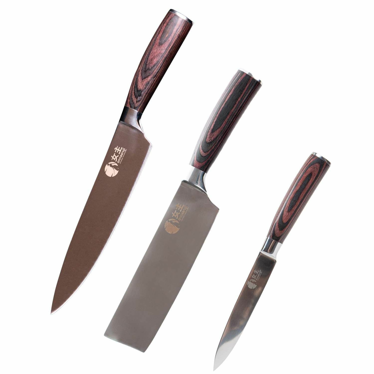 Набор кухонных ножей Onnaaruji. 3 предмета. Поварская тройка. Профессиональные. Поварские