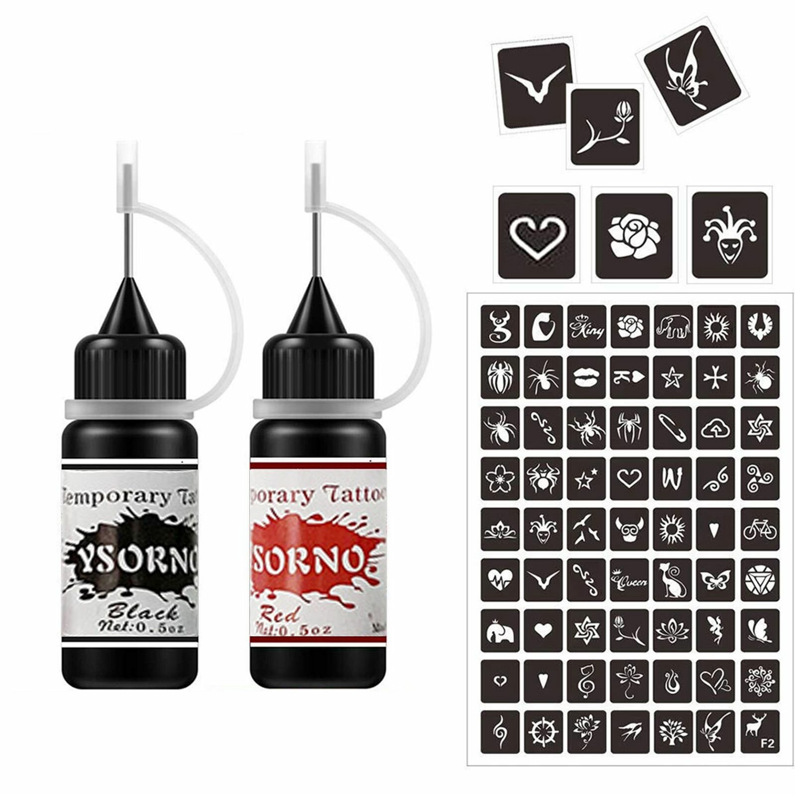 Набор временных татуировок 2 цветов для женщин мужчин детей с поддельными татуировками полупостоянный