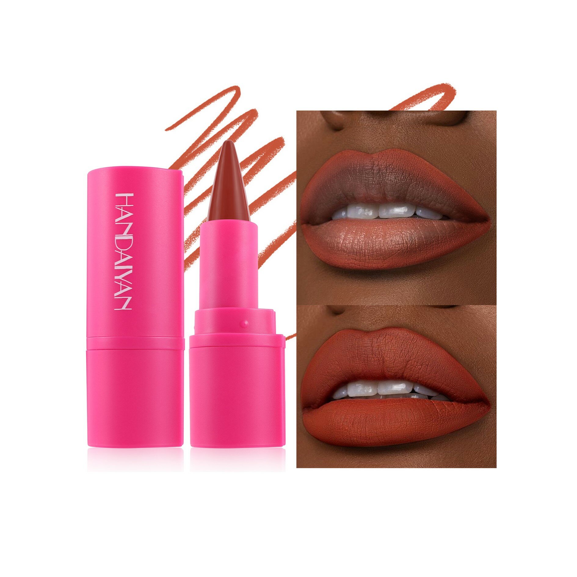 Помада-карандаш HANDAYAN, для губ, оранжевая, 2 в 1, карандаш и помада