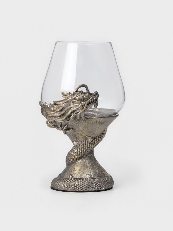 Бокал подарочный для коньяка 550 мл "Дракон", цвет бронза, металл, стекло, подарочная коробка
