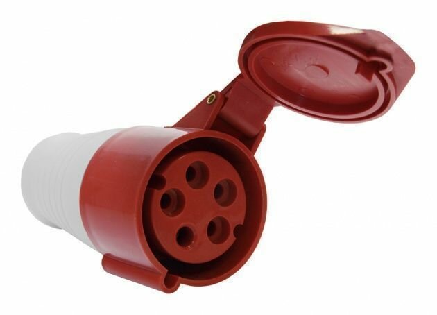 Розетка 225 переносная 3Р+PE+N 32А 380B IP44 красная белая Texenergo SE225-032Q