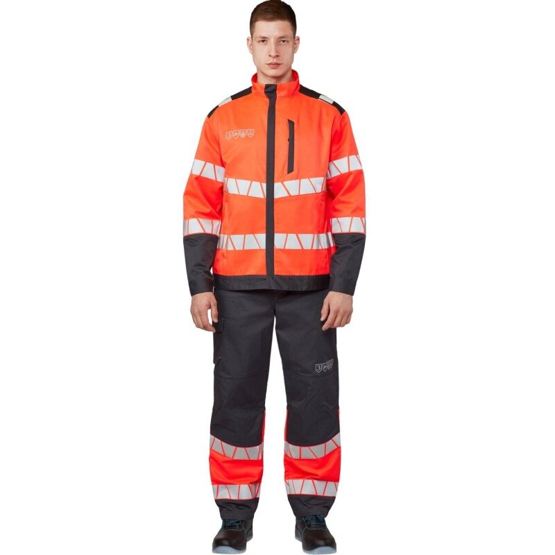 Рабочая куртка КНР "Равелин" летняя мужская красная, графит, размер 56-58, рост 170-176 см (Равелин КУ красн./графит)