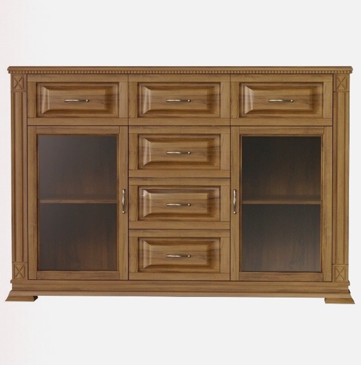 Комод-витрина из массива сосны Верди PREMIUM 203, 150x45x100 клас. орех 2