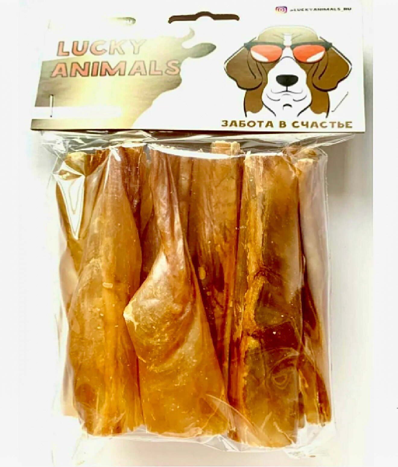 Кишки говяжьи Lucky Animals, гипоаллергенные, сушеные, 15 - 19 штук, лакомство для собак всех пород