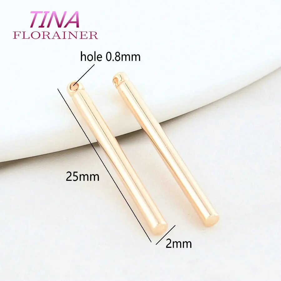 Латунные палочки-подвески Florainer Tina 14К золотой цвет 10PCS, 14K Gold Color 25MM