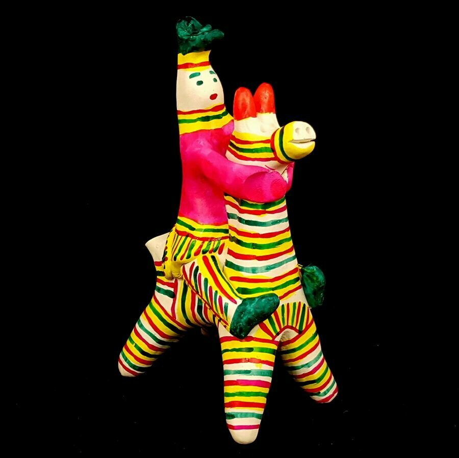 Всадник, Свистулька 10-13 см, Филимоновская глиняная игрушка, ручная авторская работа