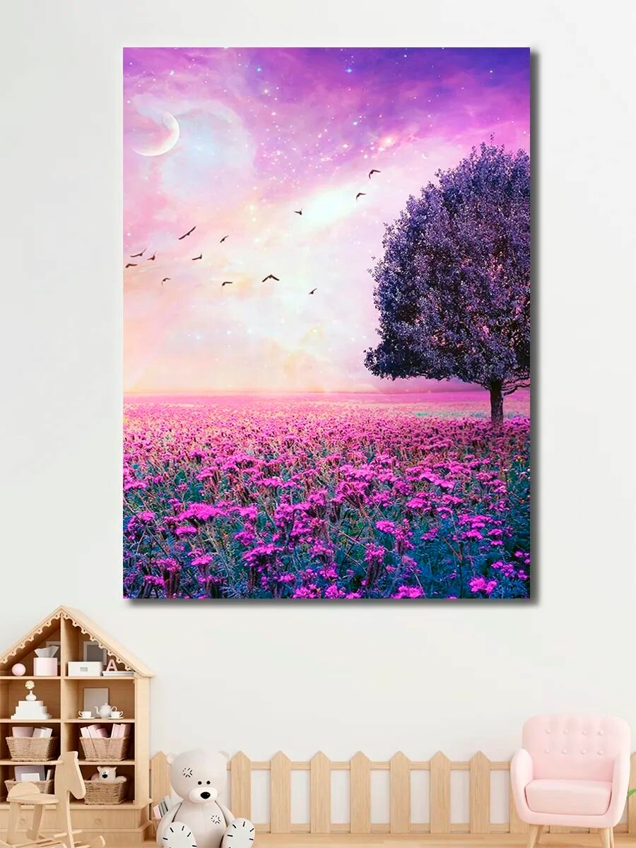 Картина "Фиолетовый закат", интерьерная 50х70см 1шт.