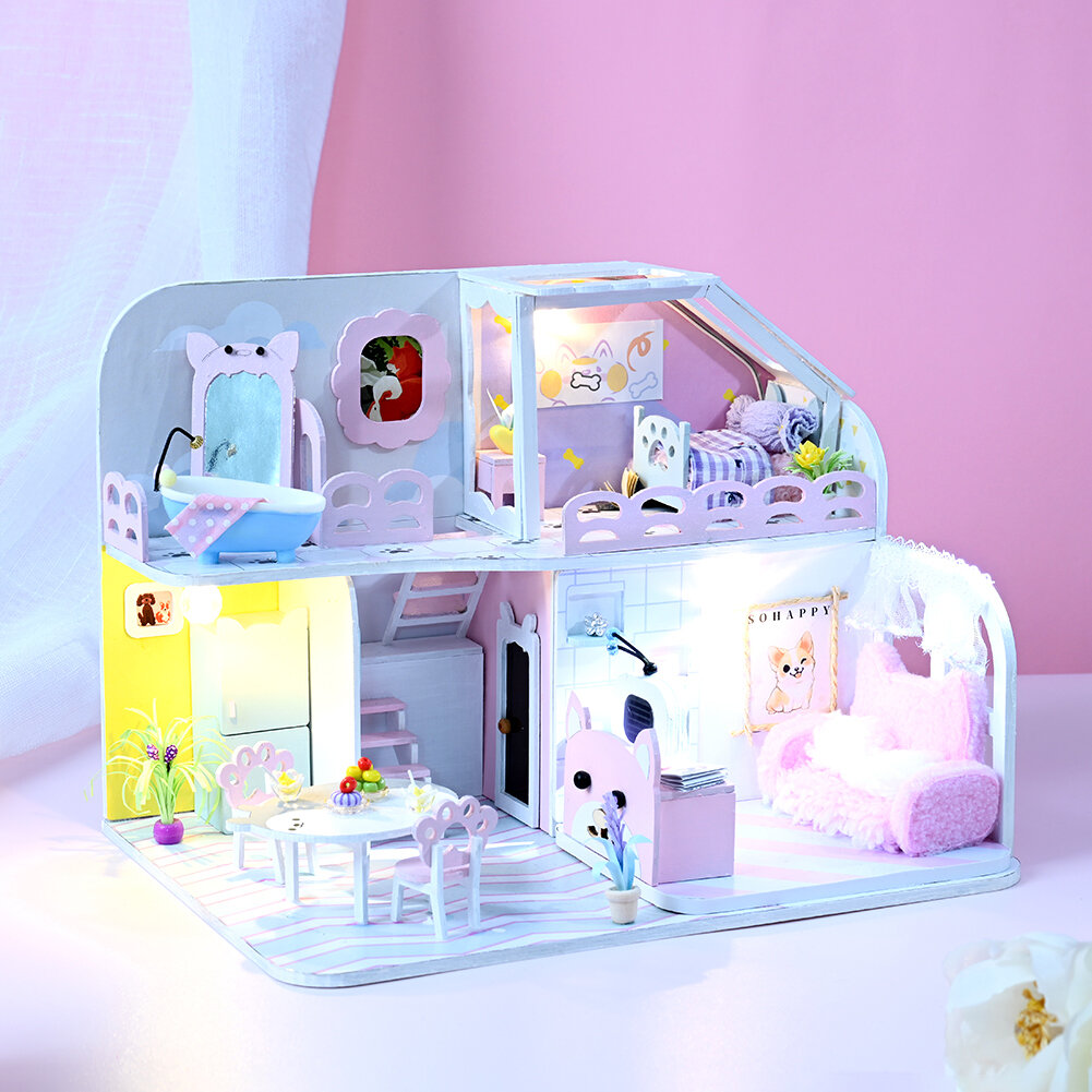 Румбокс Know Me Уютная детская двухэтажная комната с собачкой, конструктор с подсветкой - KMYU-2703