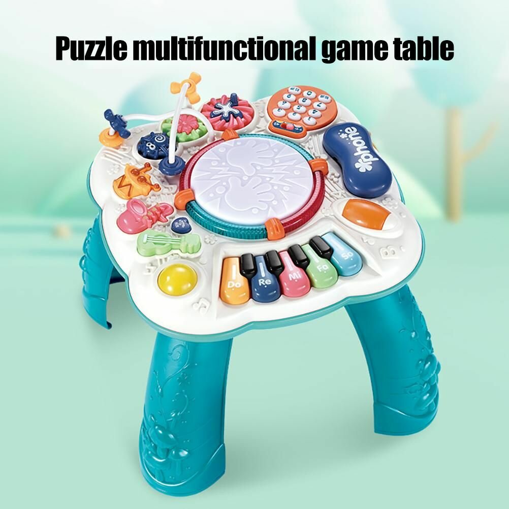 Seller2757 Многофункциональный учебный стол для раннего детства, детский музыкальный обучающий стол с развивающими игрушками для детей