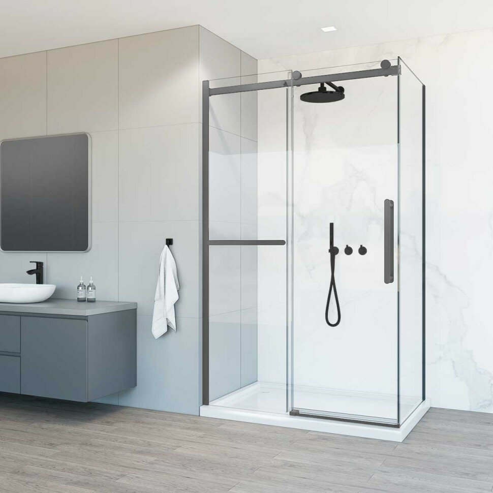 Душевой Уголок Como Soft Vsr-1cs1013clgm, 1300*1000, Вороненая Сталь, Стекло Прозрачное