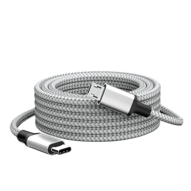 Кабель типа C — Micro USB, адаптер для быстрой USB Type-C для мобильного телефона Samsung Huawei Xiaomi OnePlus MacBook Pro OTG, кабель Micro USB 3 м, серый