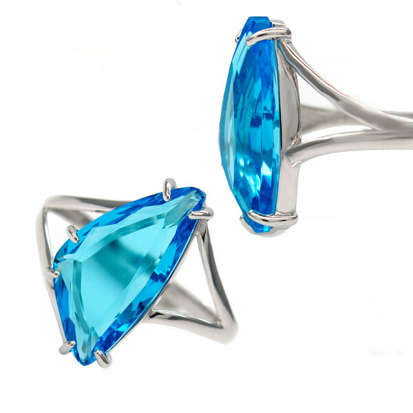 Кольцо, серебро, 925 проба, топаз