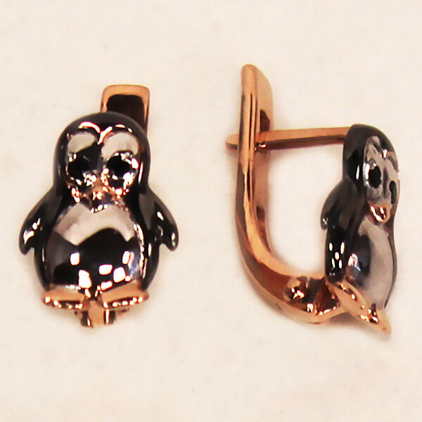 Серьги, красное золото, 585 проба, фианит