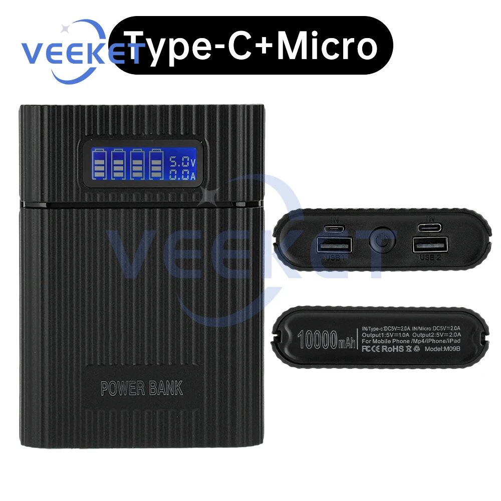Power Bank 10000mAh Type-C+Micro