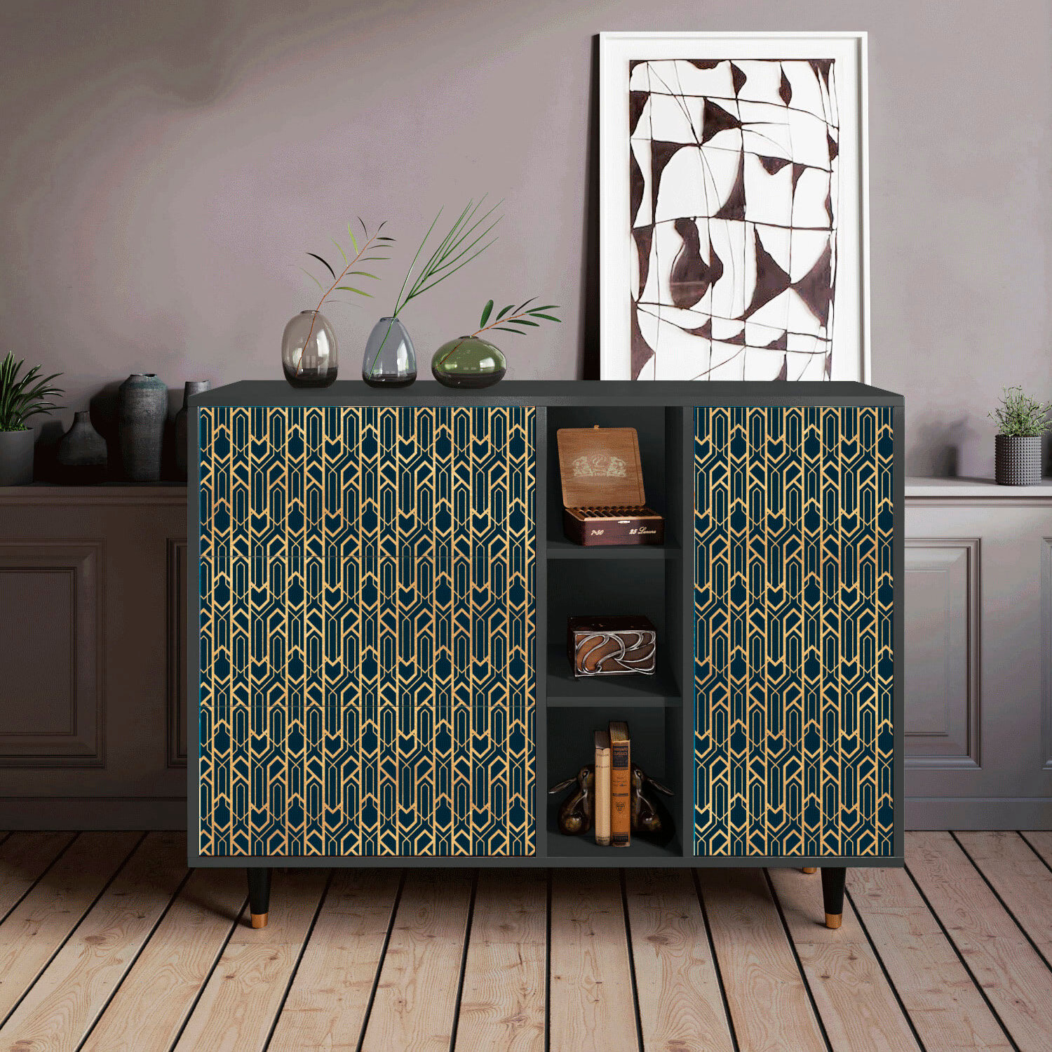 Комод - STORYZ - BS2 Golden Empire, Разер - 125 x 97 x 48 см , Цвет корпуса - Антрацит