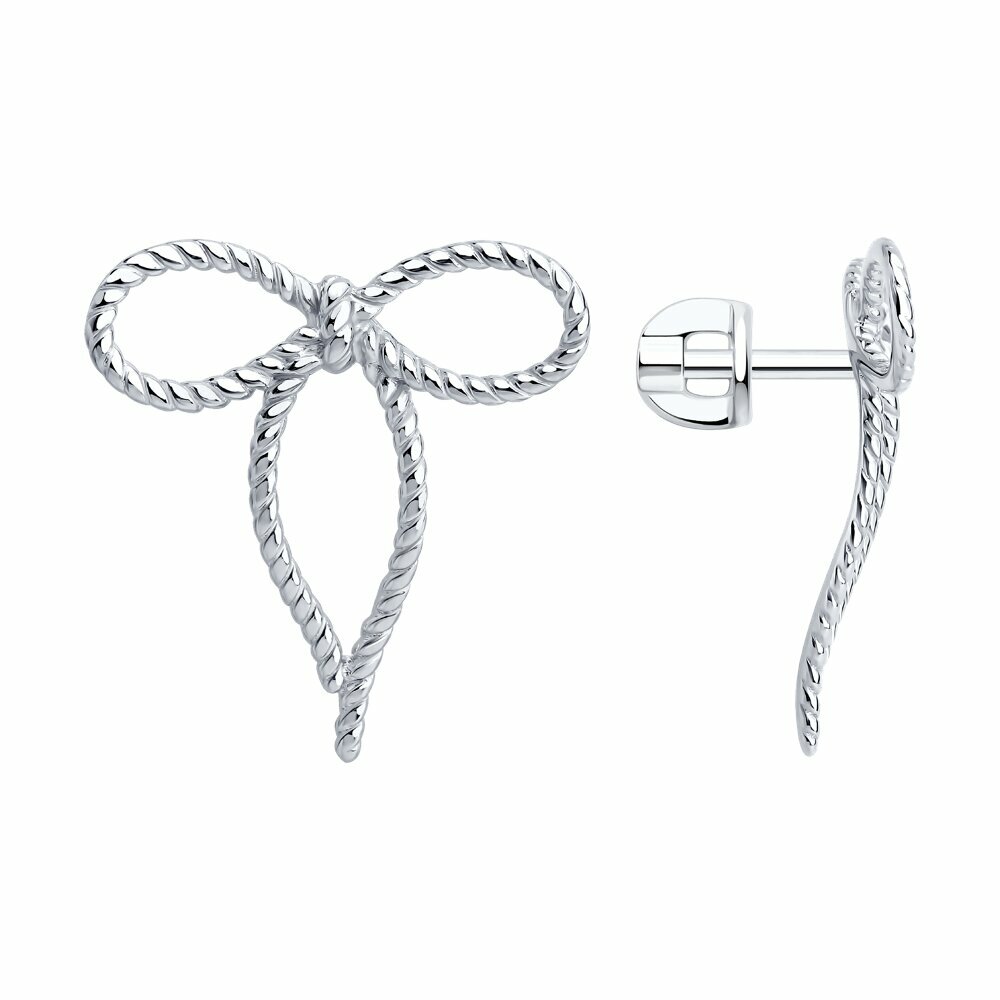 Серьги пусеты, серебро, 925 проба, родирование