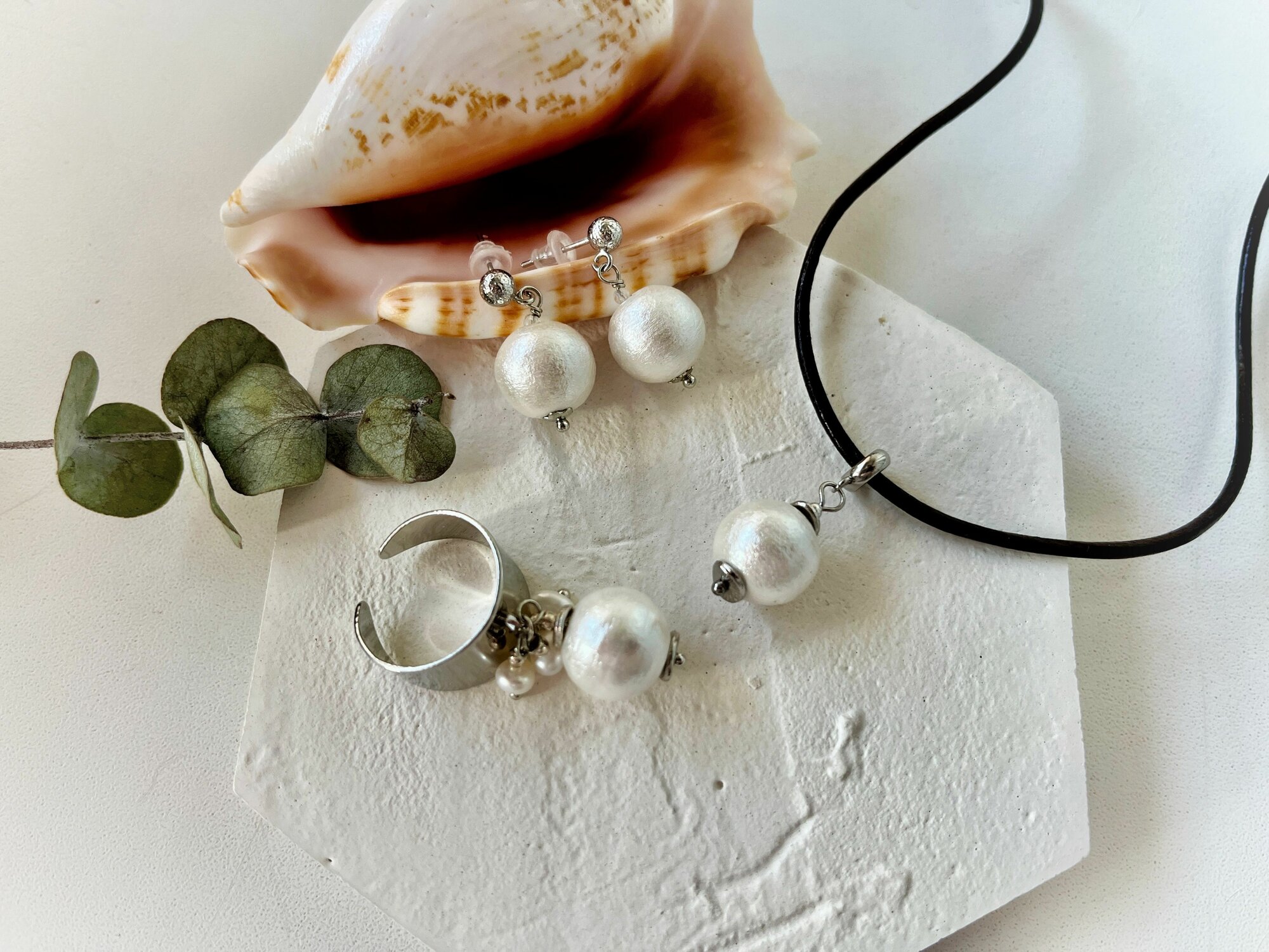 Комплект бижутерии, жемчуг культивированный, искусственный камень, жемчуг имитация