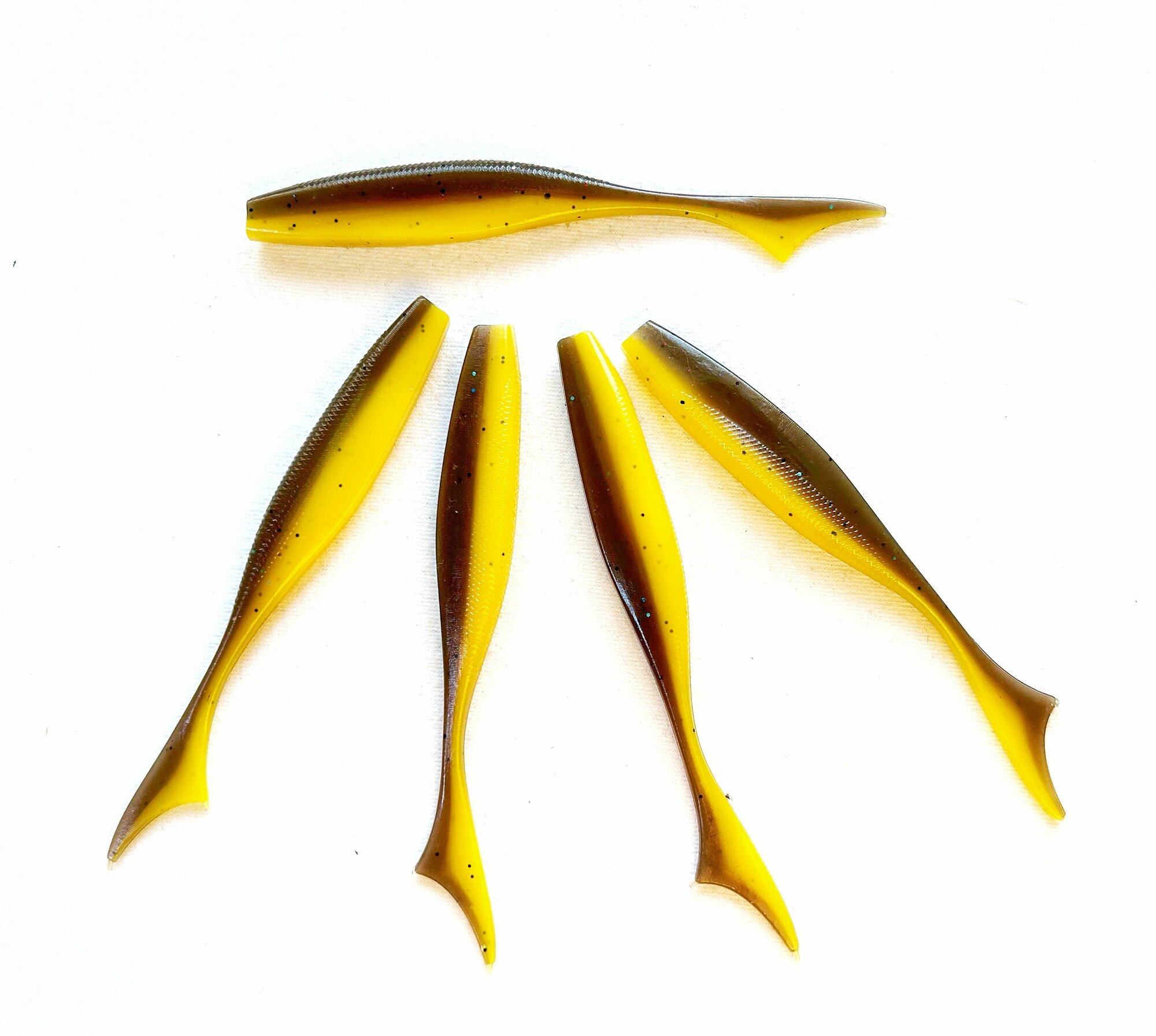 Мягкая силиконовая приманка для рыбалки Акулий хвост 11,5 см (свимбейт/ джеркбейт), цвет Болото 5 шт.