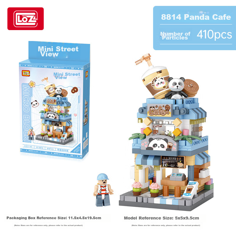 Loz Children's Toy Street View Building Blocks, Assembly Store Model, Birthday Gift for Boys And Girls, 8814 Panda Cafe
