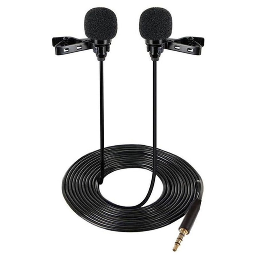 Микрофон петличный проводной CANDC DC-C6DM двойной, Jack 3.5mm, черный