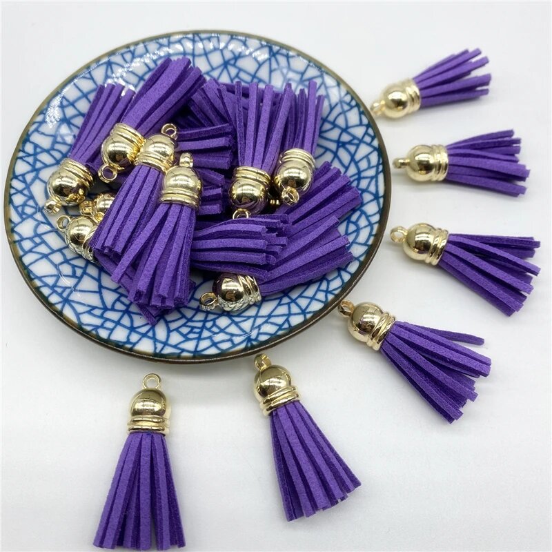 Искусственные кожаные кисточки для декора, 8 шт. Фиолетовый, 21