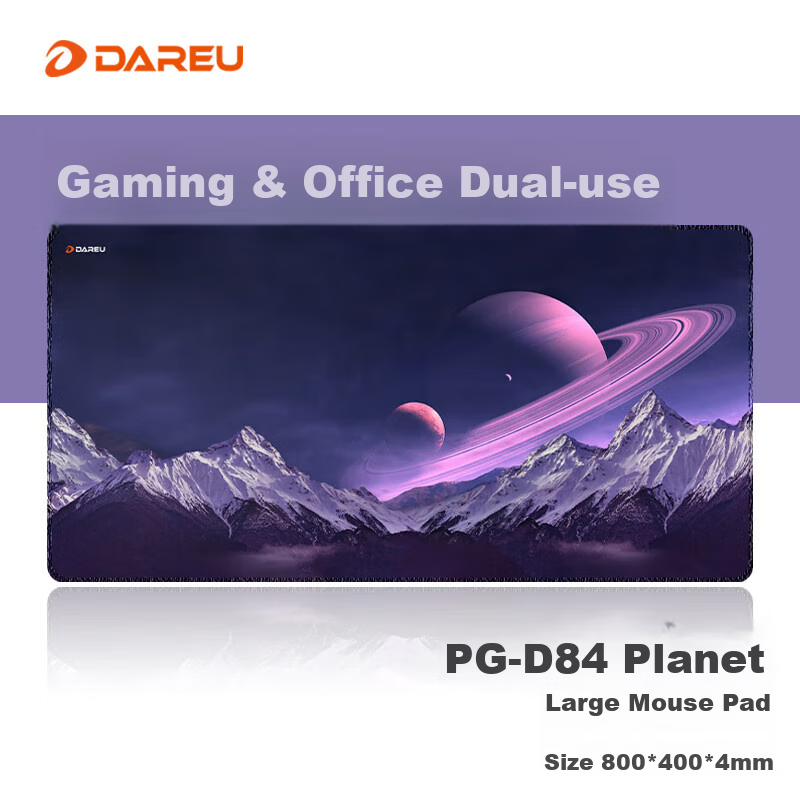 Dareu PG-D84 Planet Gaming Mouse Pad, Extra Large 800*400*4mm, Thickened with Locked Edges, Office Keyboard Computer Desk Pad, Purple And Black Color