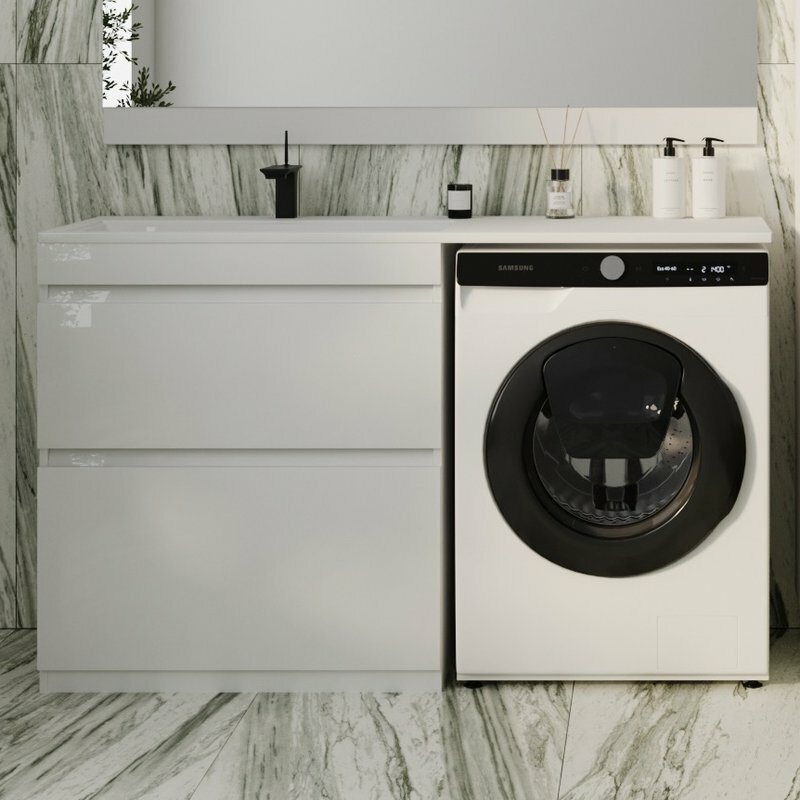 Тумба с раковиной Style Line Даллас 140 Люкс Plus L напольная, 2 ящика эмаль