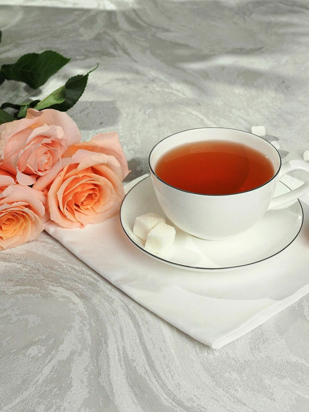 Чайная пара фарфор символ 300мл, 1шт. цвет белый, кант серый. STENOVA HOME