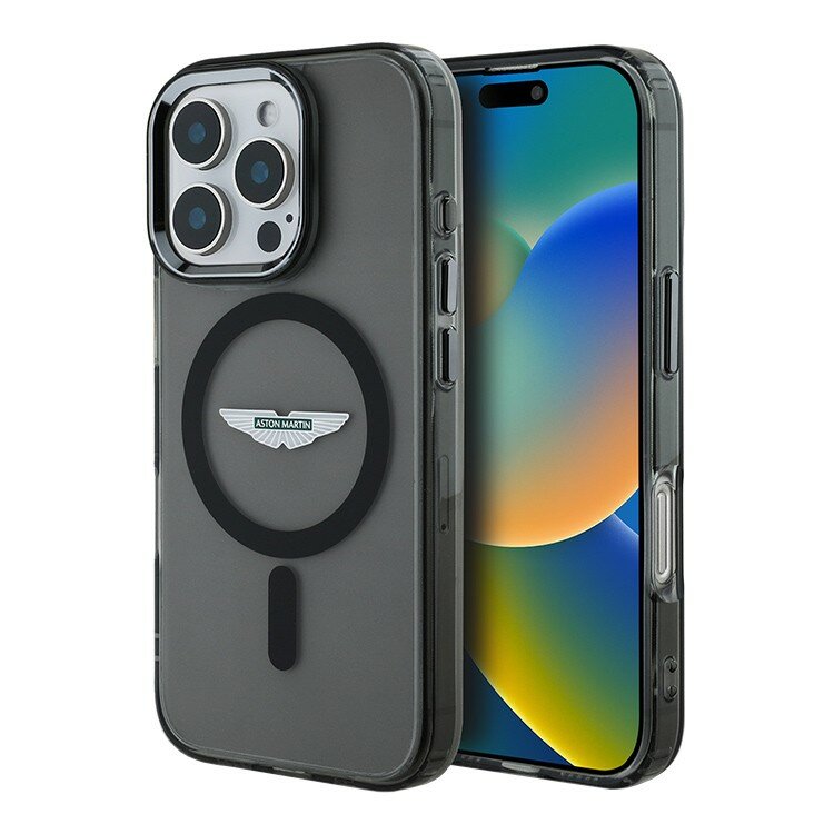Aston Martin чехол MagSafe для iPhone 16 Pro, PC/TPU Frosted Effect черный
