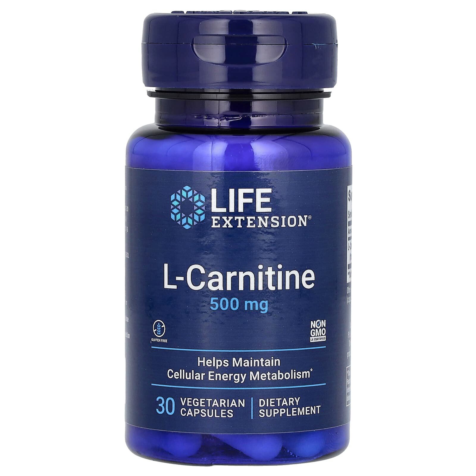 Life Extension L-Carnitine (L-Карнитин) 500 мг 30 вег. капсул