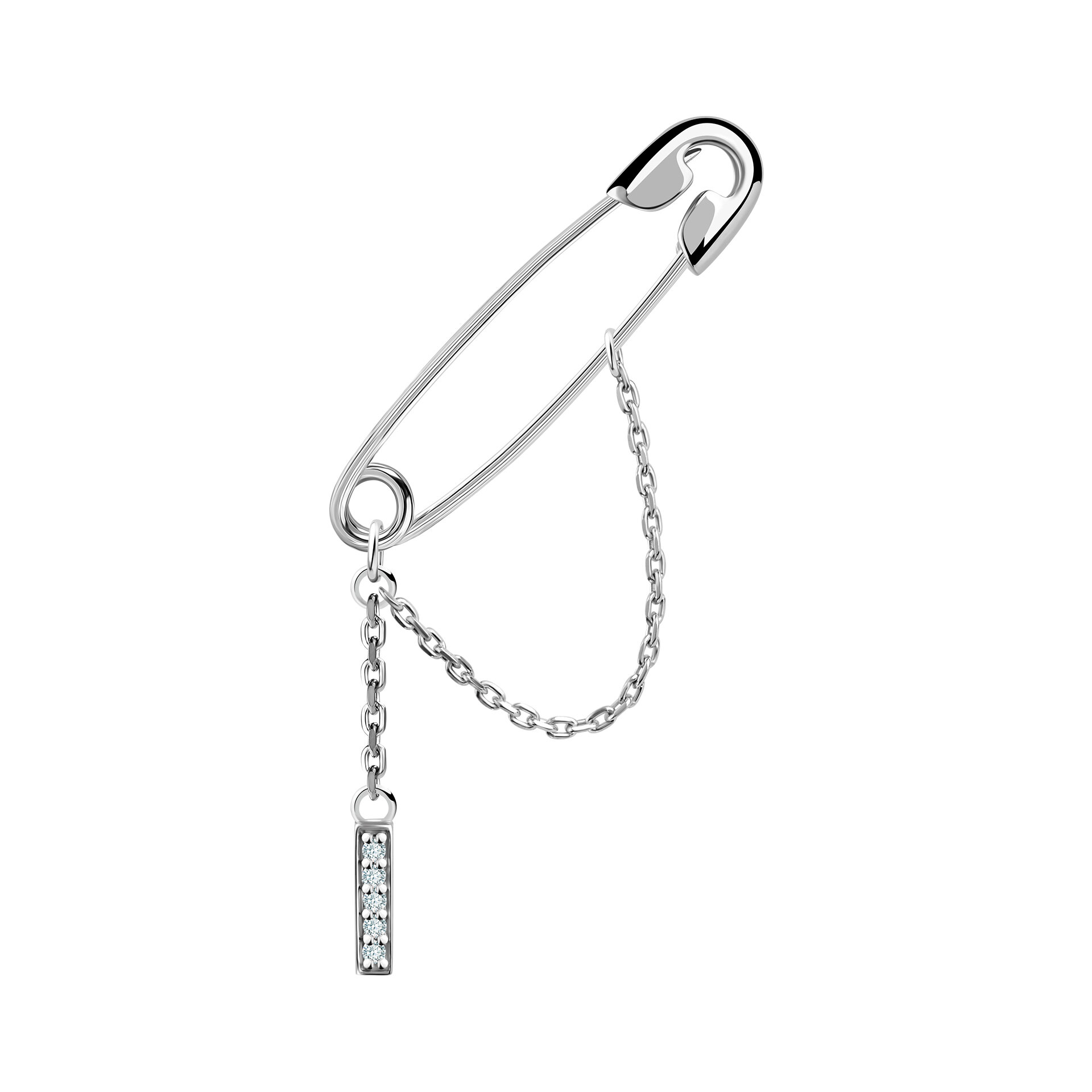 Брошь, серебро, 925 проба, родирование, фианит