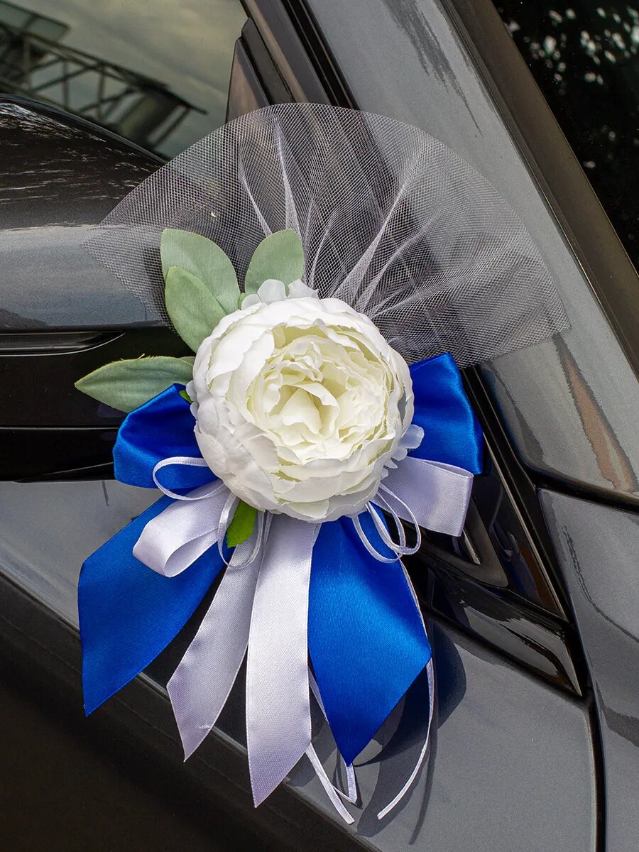 Украшение на ручки и зеркала свадебной машины авто молодожен